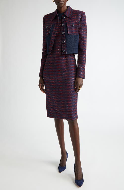 ST. JOHN St. John Collection Colorblock Tweed Crop Jacket